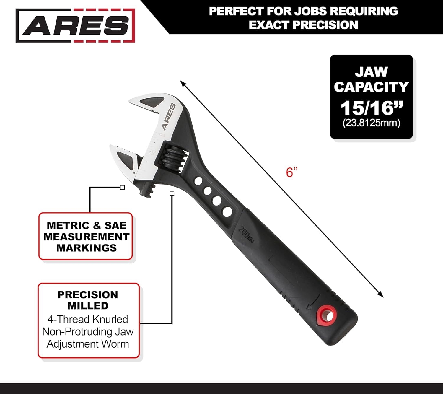 YJYCSAH-79001-6-Inch Adjustable Wrench - 15/16-Inch Jaw Capacity ...