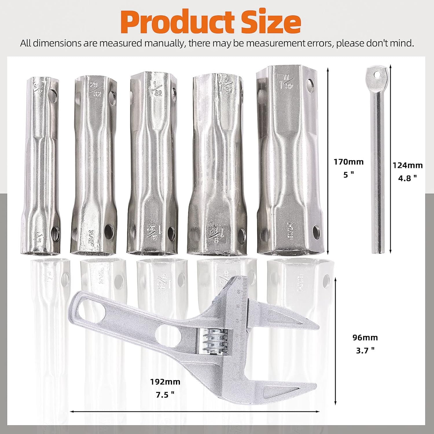 YJYCSAH-7Pcs Shower Valve Socket Wrench Set, 5 Sizes Dual-Ended Wrench ...