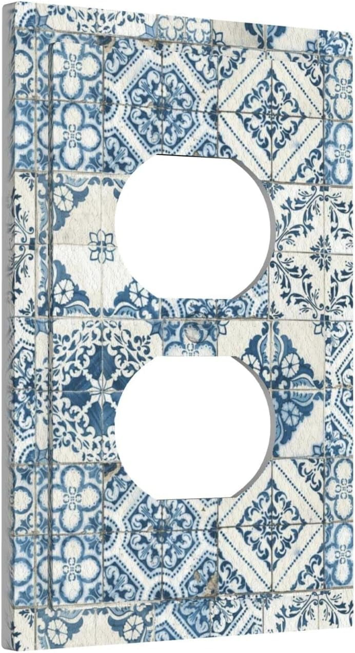 YJYCSAH-Blue Mediterranean Tile 1 Gang Electrical Outlet Cover Talavera ...