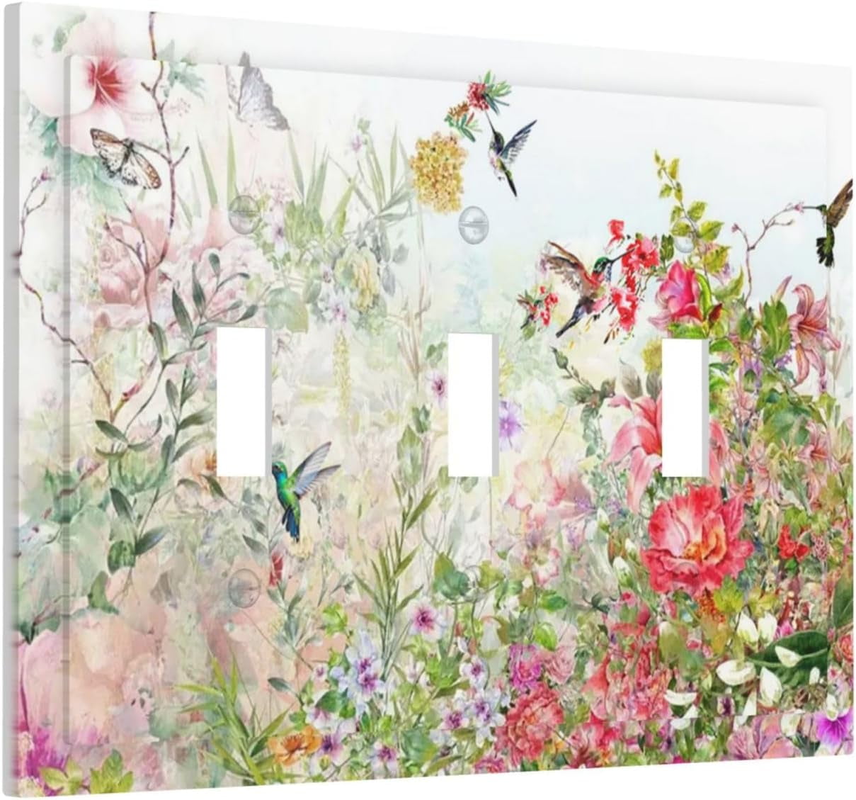 YJYCSAH-Colorful Blossom Spring Floral Flower Bird 3 Gang Jumbo Size ...