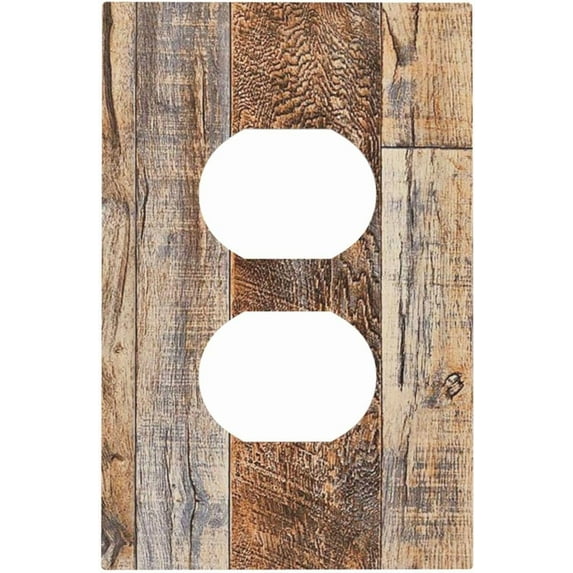 YJYCSAH-Country Rusitc Brown Wood Grain 1-Gang Dual Device Receptacle ...