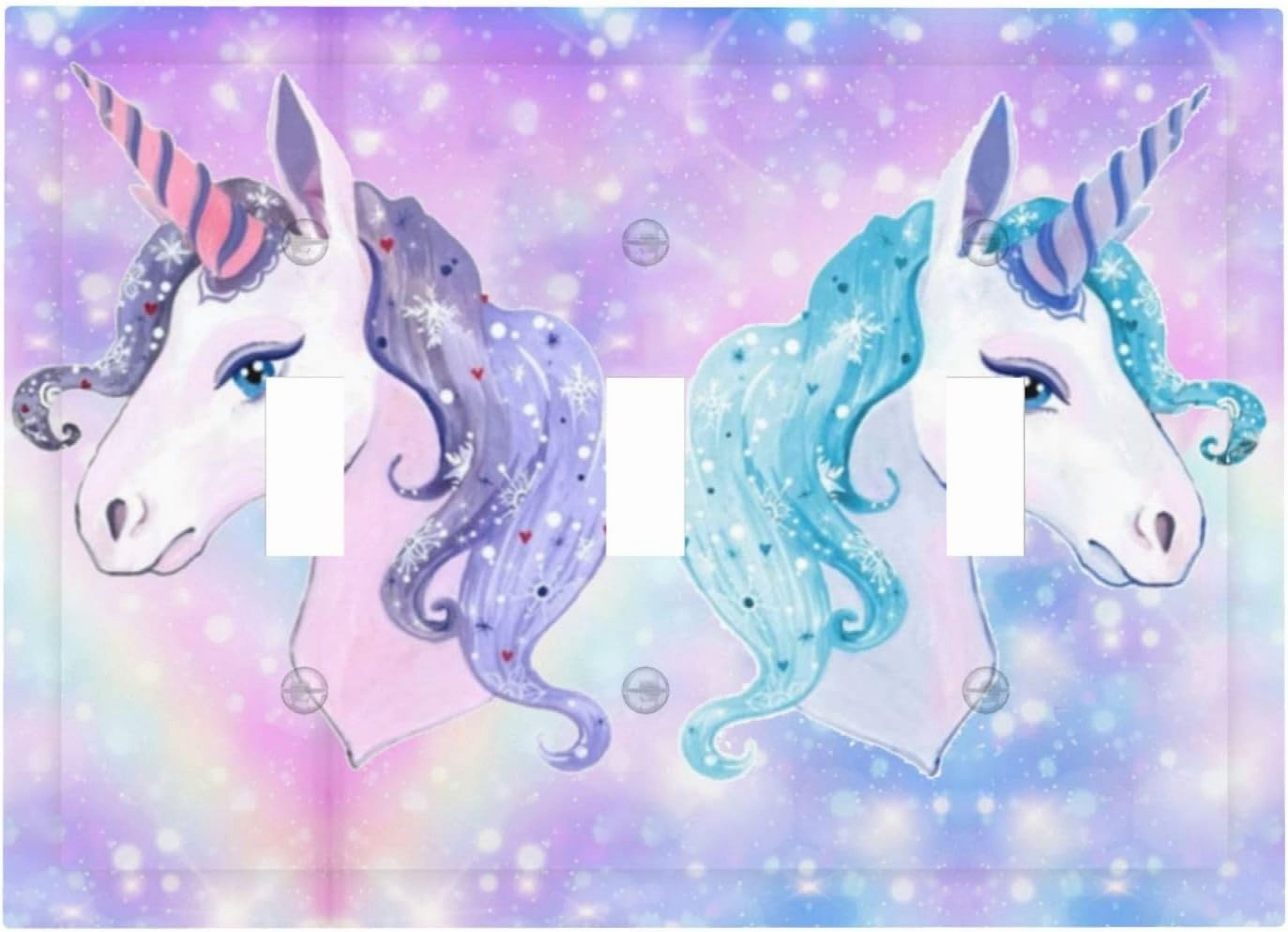 YJYCSAH-Cute Colorful Purple/Blue Rainbow Unicorn 3 Gang Toggle Light ...