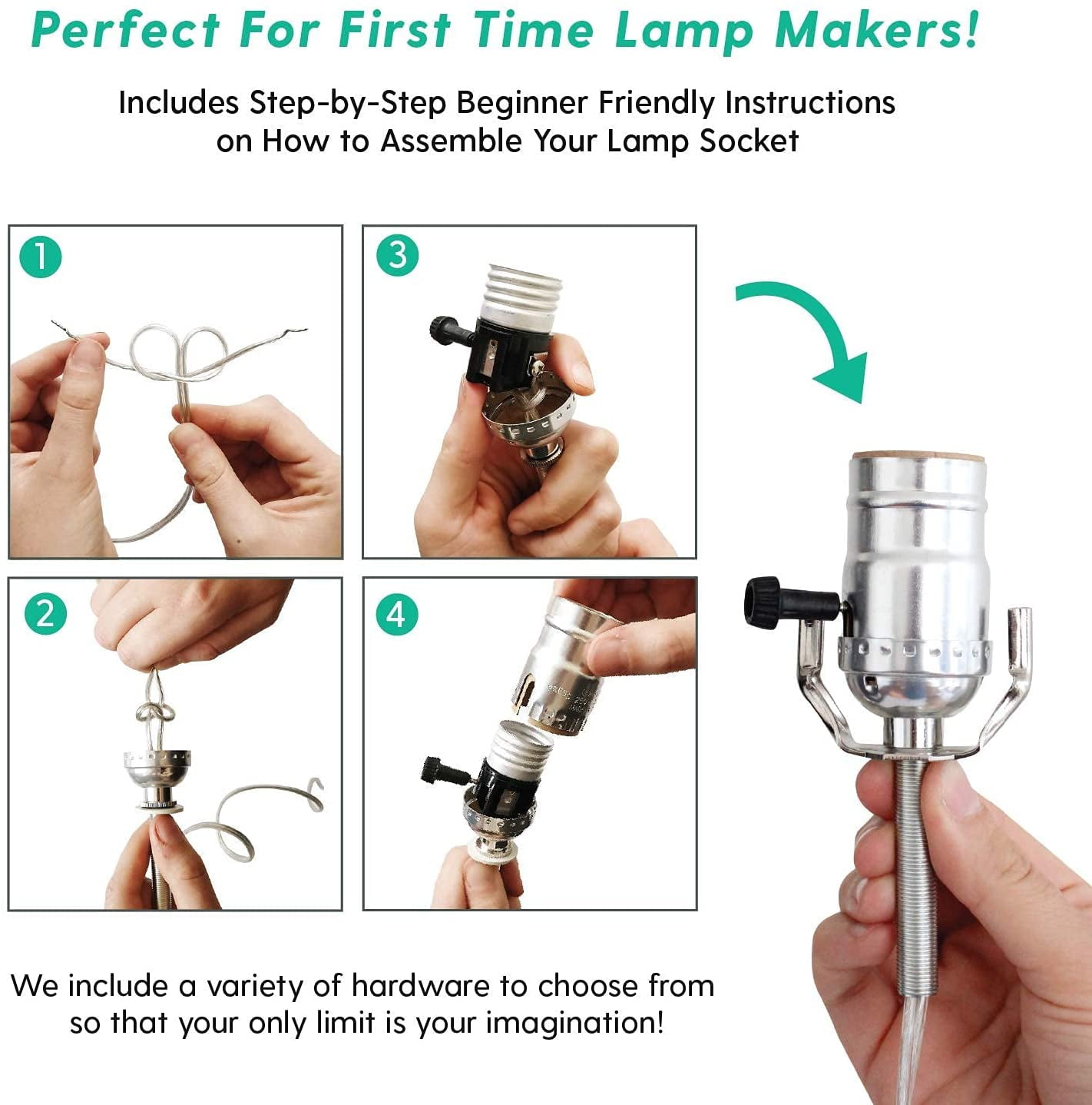 YJYCSAH-DIY Lamp Wiring Kit, Silver Socket & 8FT Silver Cord (1 Pack ...