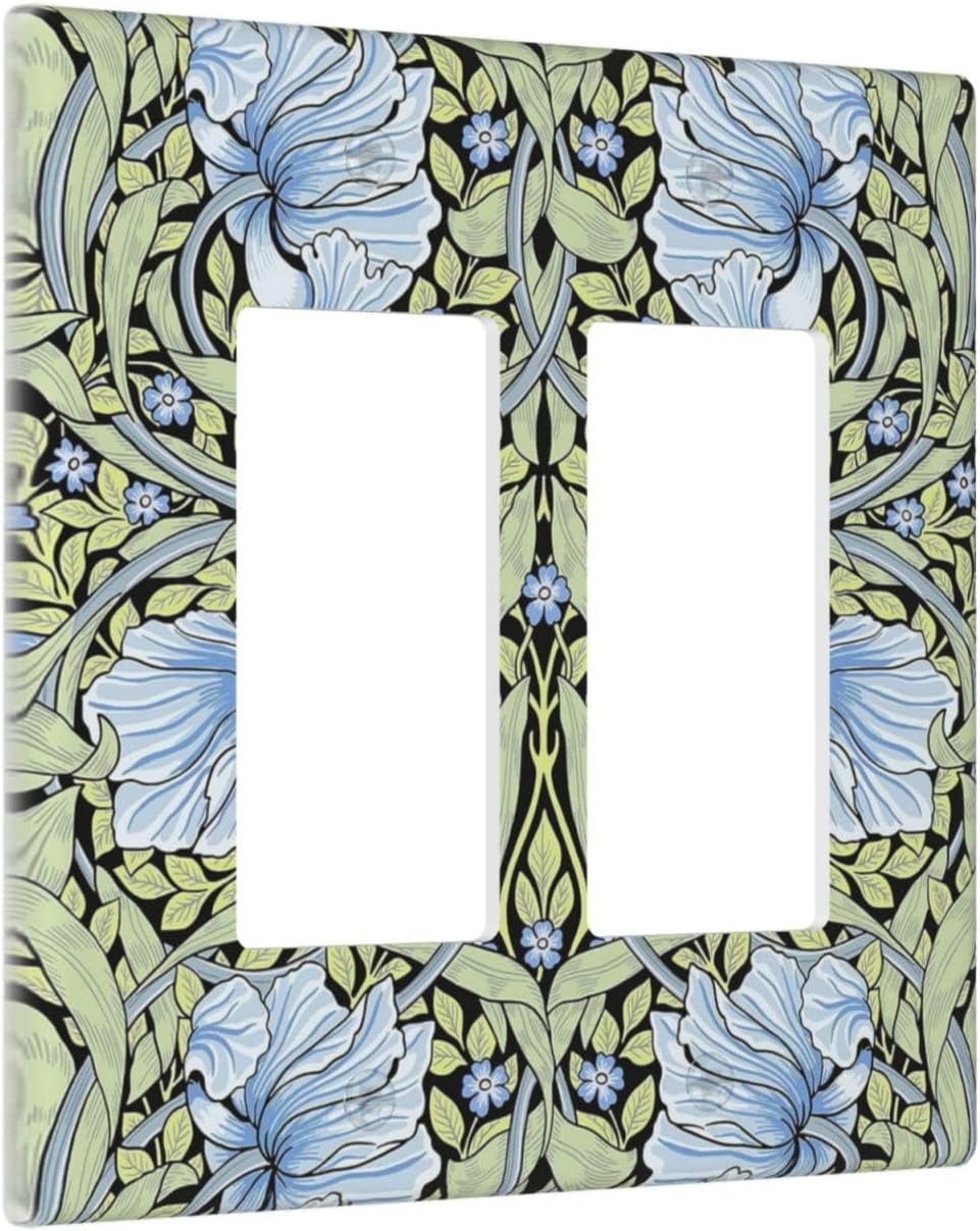 YJYCSAH-Decorative Outlet Covers William Morris Green Plant Leaf Blue ...