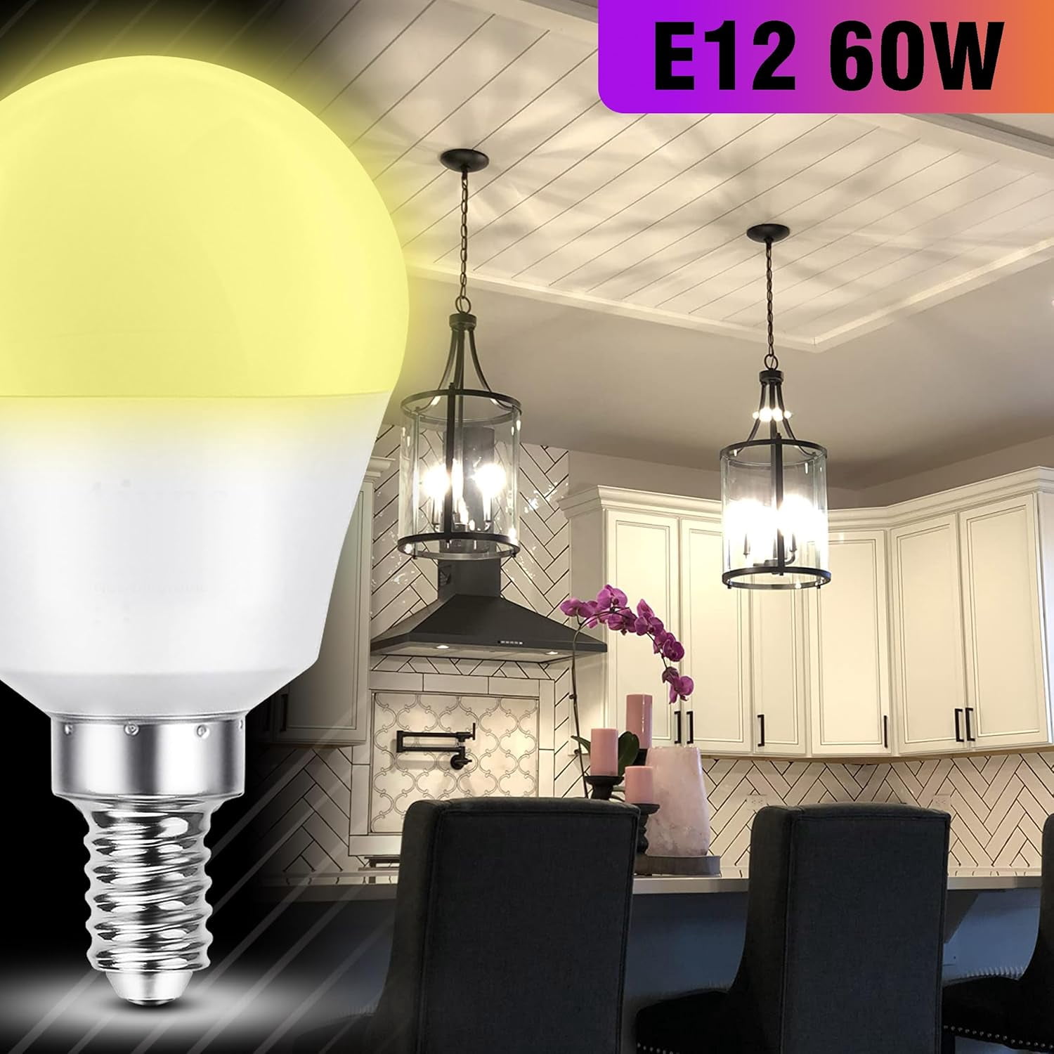 YJYCSAH-E12 Candelabra LED Light Bulbs 60W Equivalent, Natural White ...