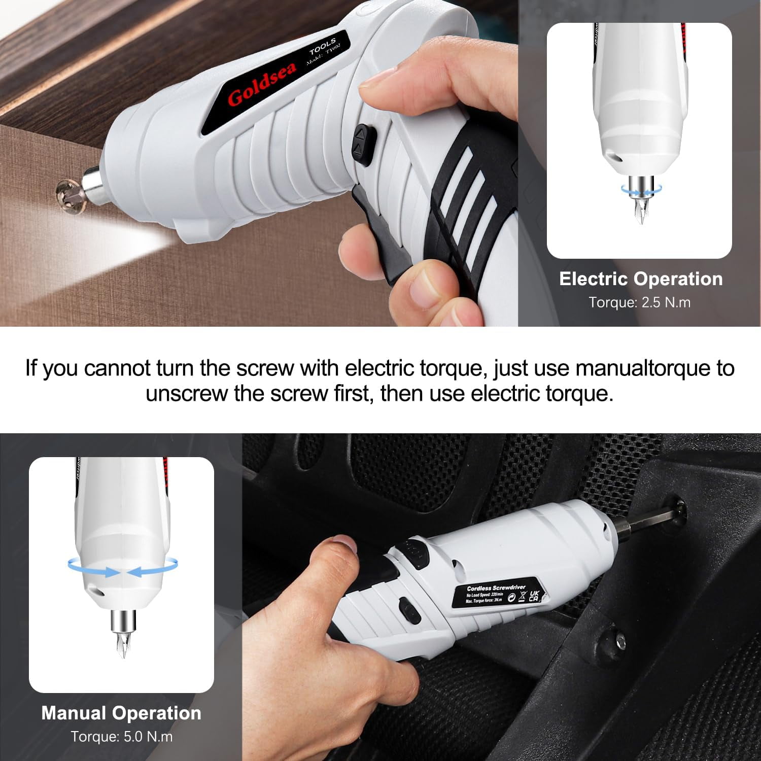 YJYCSAH-Electric Screwdriver Cordless, Powered Screwdriver Set with 10 ...