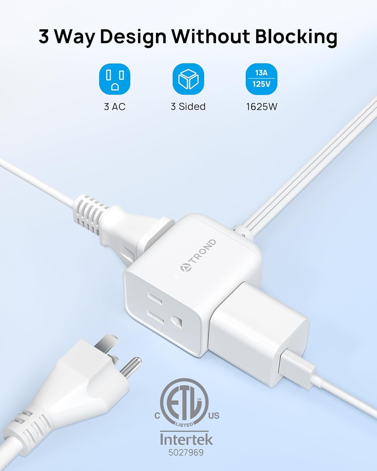 YJYCSAH-Flat Extension Cord 15ft - Right Angled Flat Plug Power Strip ...