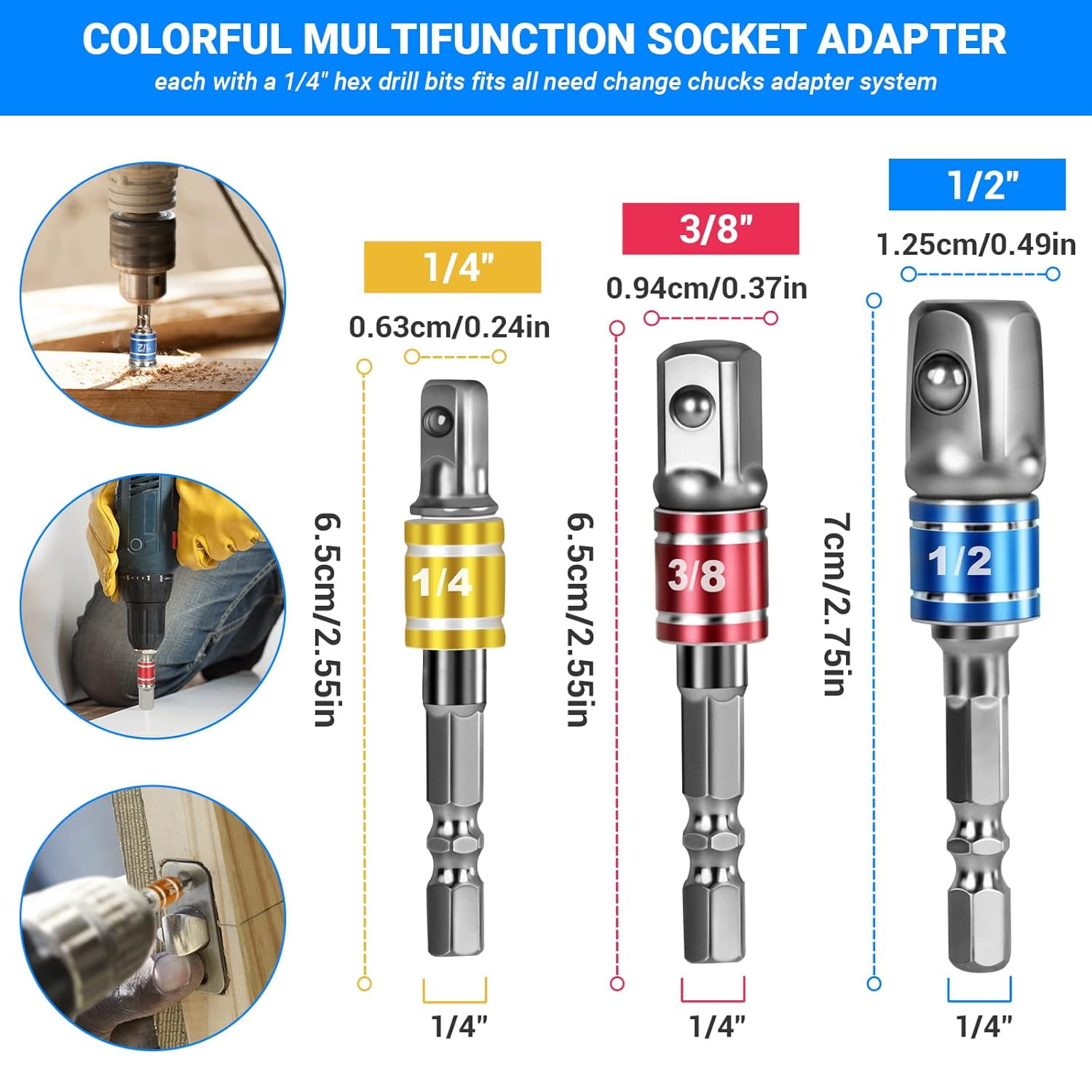 YJYCSAH-Flexible Drill Bit Extension Set 19pcs, Hex Shank 105°Right Angle Drill Attachmen, 3pcs ...