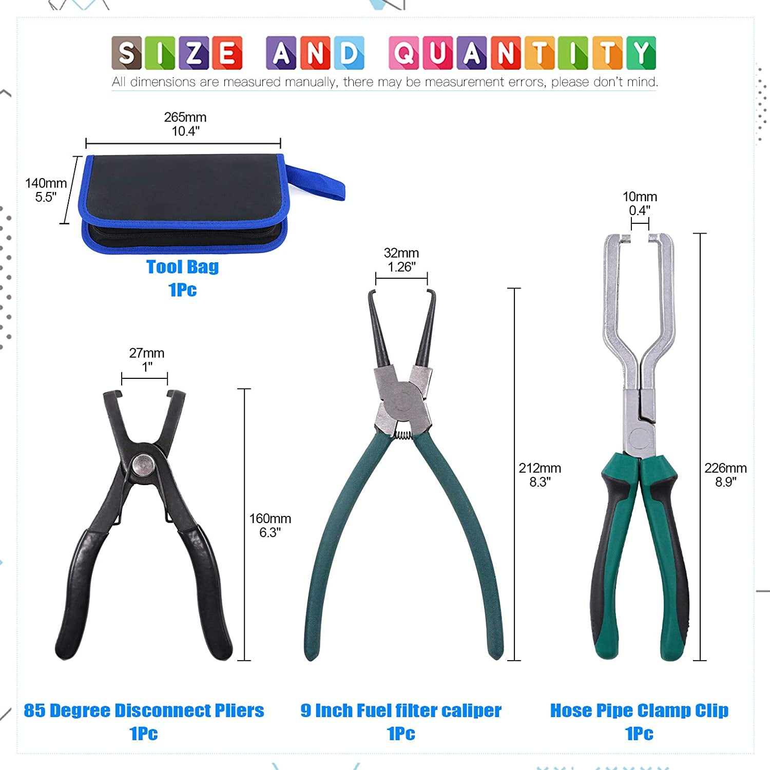 YJYCSAH-Fuel Line Pliers Set, 9 Inch Fuel Filter Caliper Hose Pipe ...