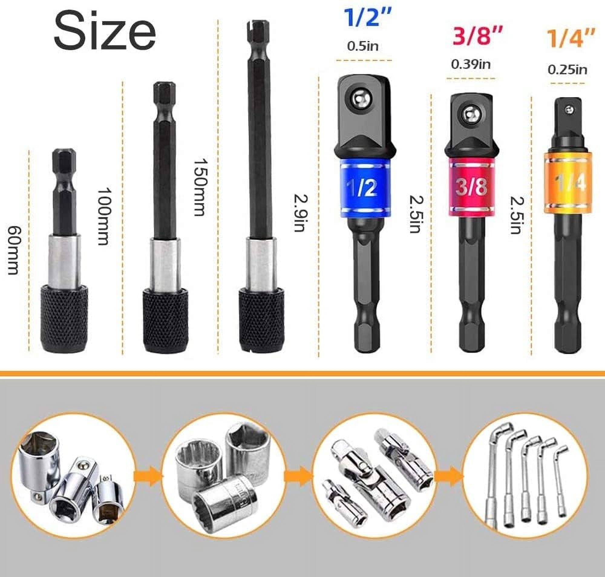 YJYCSAH-GALLIA Flexible Drill Bit Extension Set 38Pcs, Right Angle ...