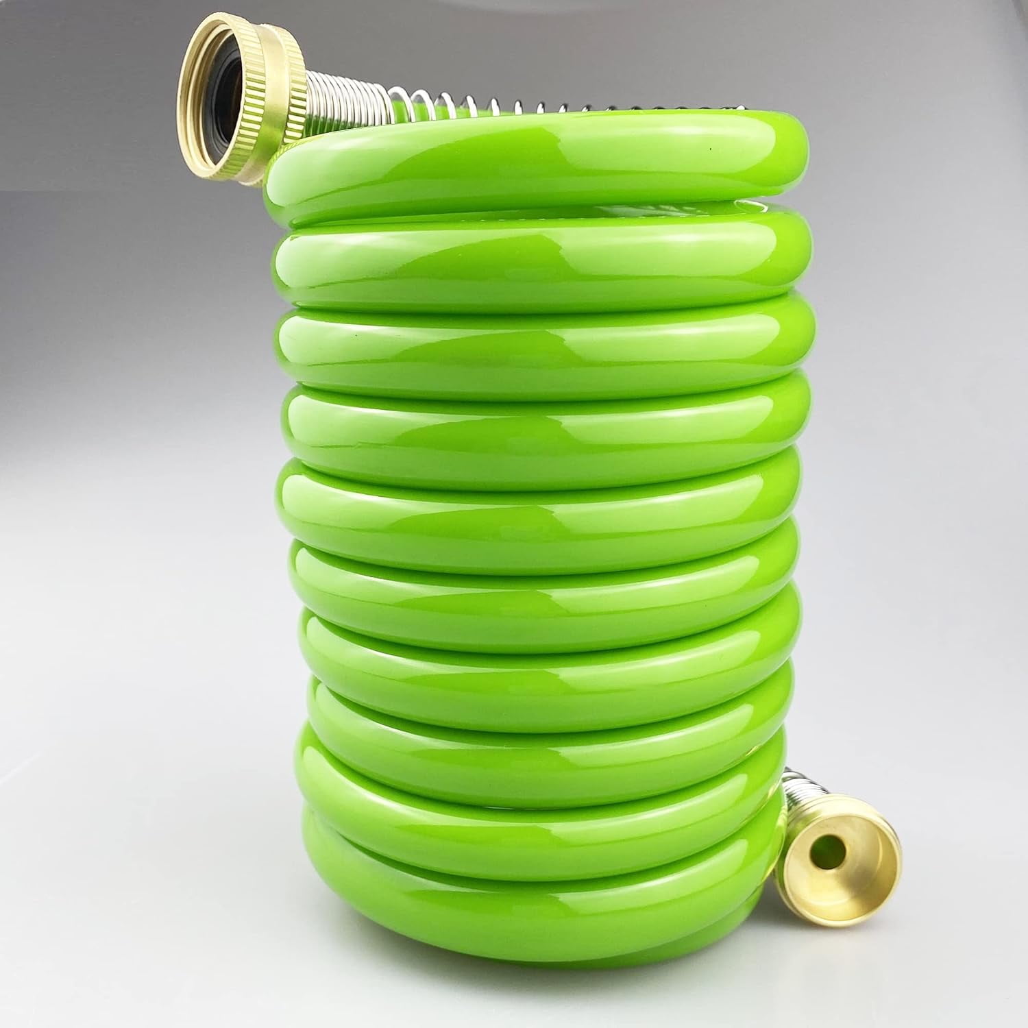 YJYCSAH-Garden Hose,10 Feet Green PU Curly Water Hose with Brass ...