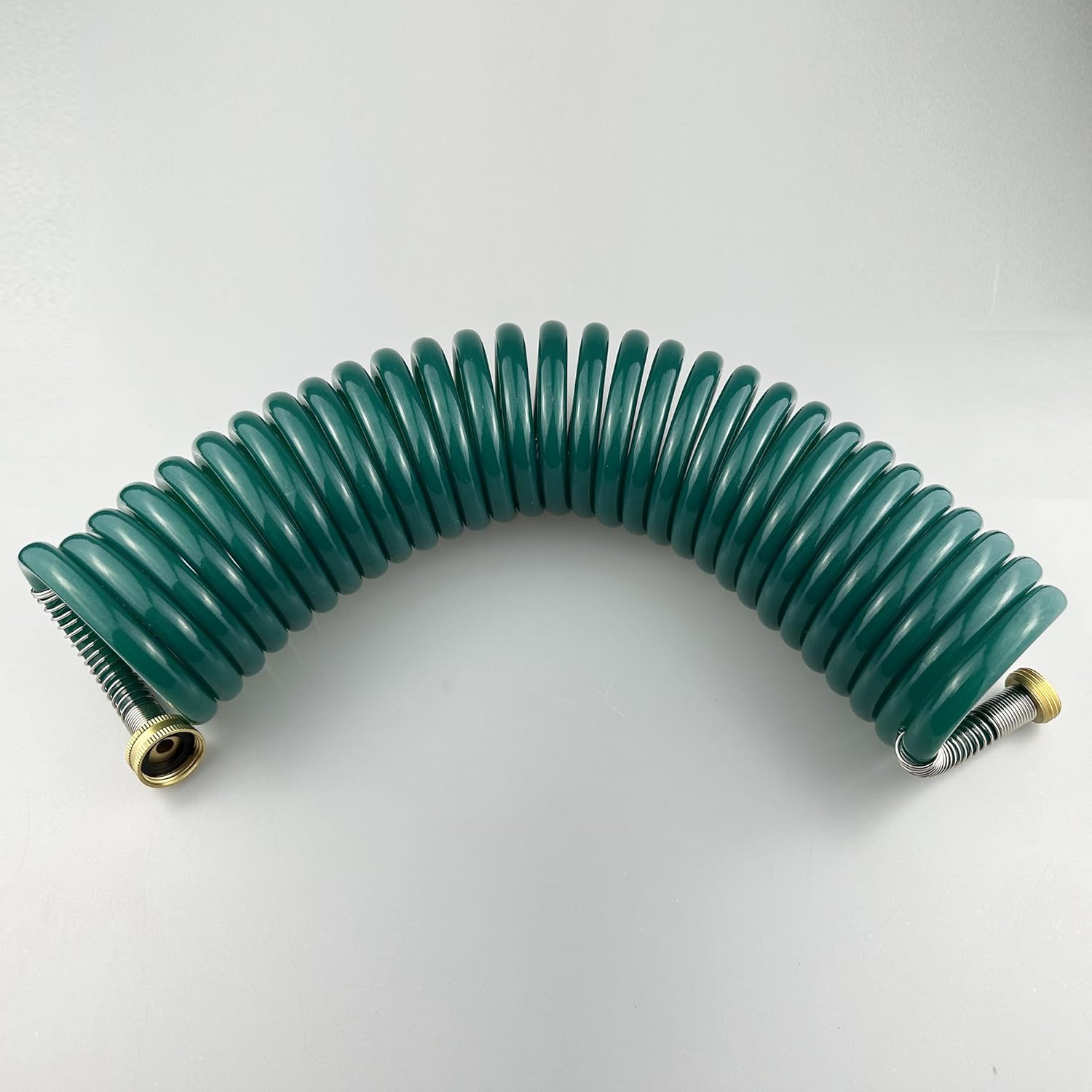 YJYCSAH-Garden Hose, Green PU Curly Water Hose with Brass Connectors ...