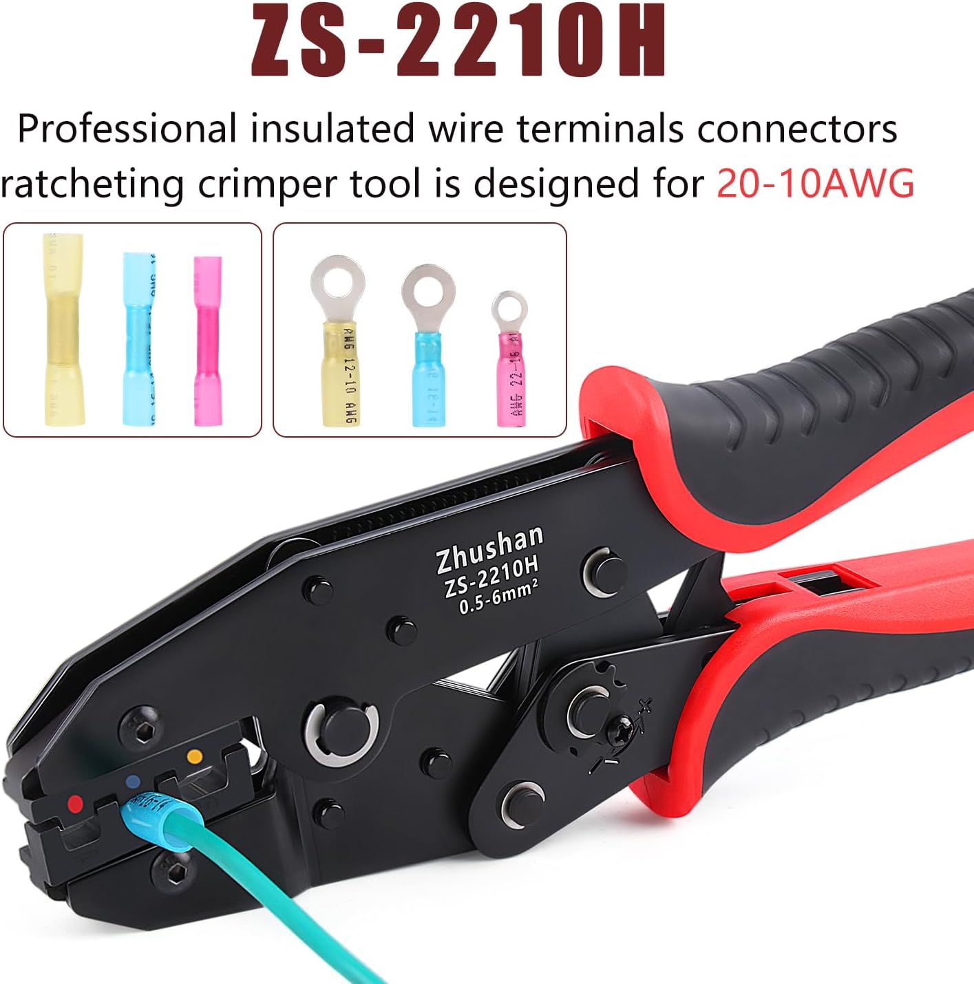 YJYCSAH-Heat Shrink Connector Crimping Tool, AWG 22-10, Ratcheting ...
