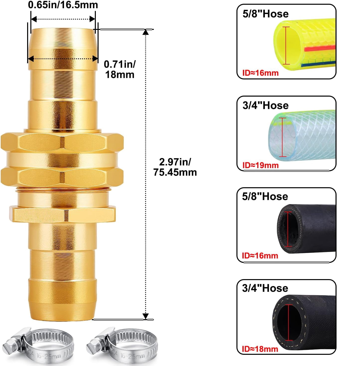 YJYCSAH-Heavy-Duty Brass Garden Hose Repair Kit - Female & Male ...