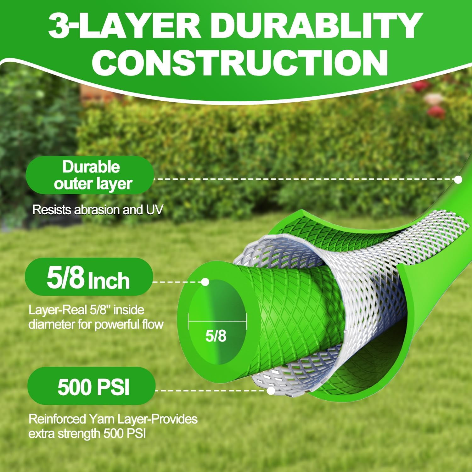 YJYCSAH-Heavy Duty Hybrid Short Garden Hose, Lead in Water Hose 5/8 ...