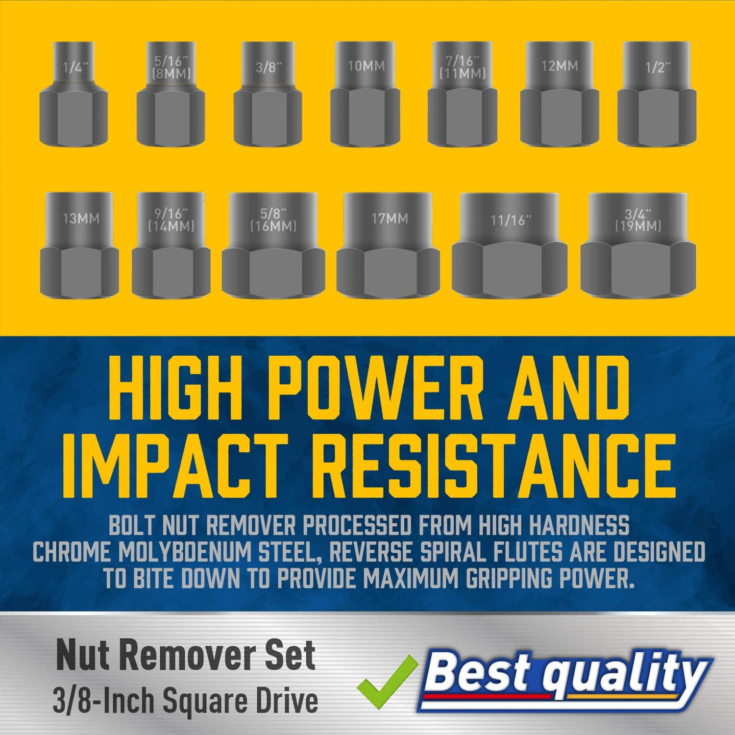 YJYCSAH-Impact Bolt Extractor Tool, 13PC Bolt Nut Removal Extractor ...