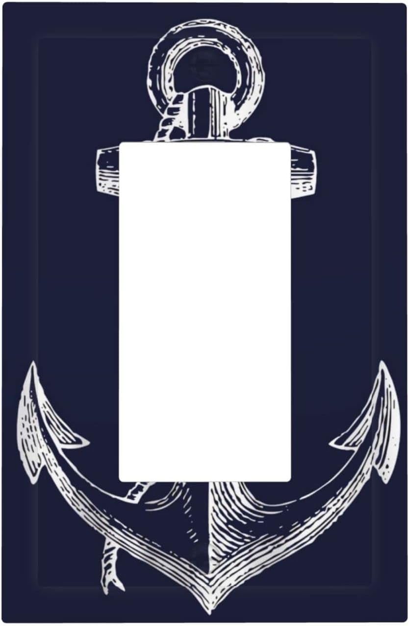 YJYCSAH-Indigo Royal Nautical Navy Blue Anchor Sign 1-Gang GFCI Single ...