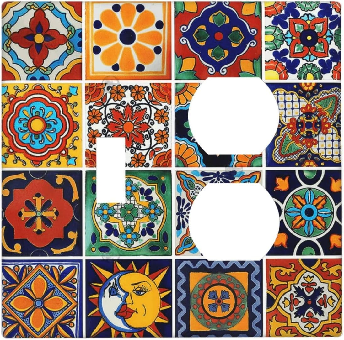 YJYCSAH-Light Switch Cover Plate Mexico Moroccan Colorful Talavera Tile ...