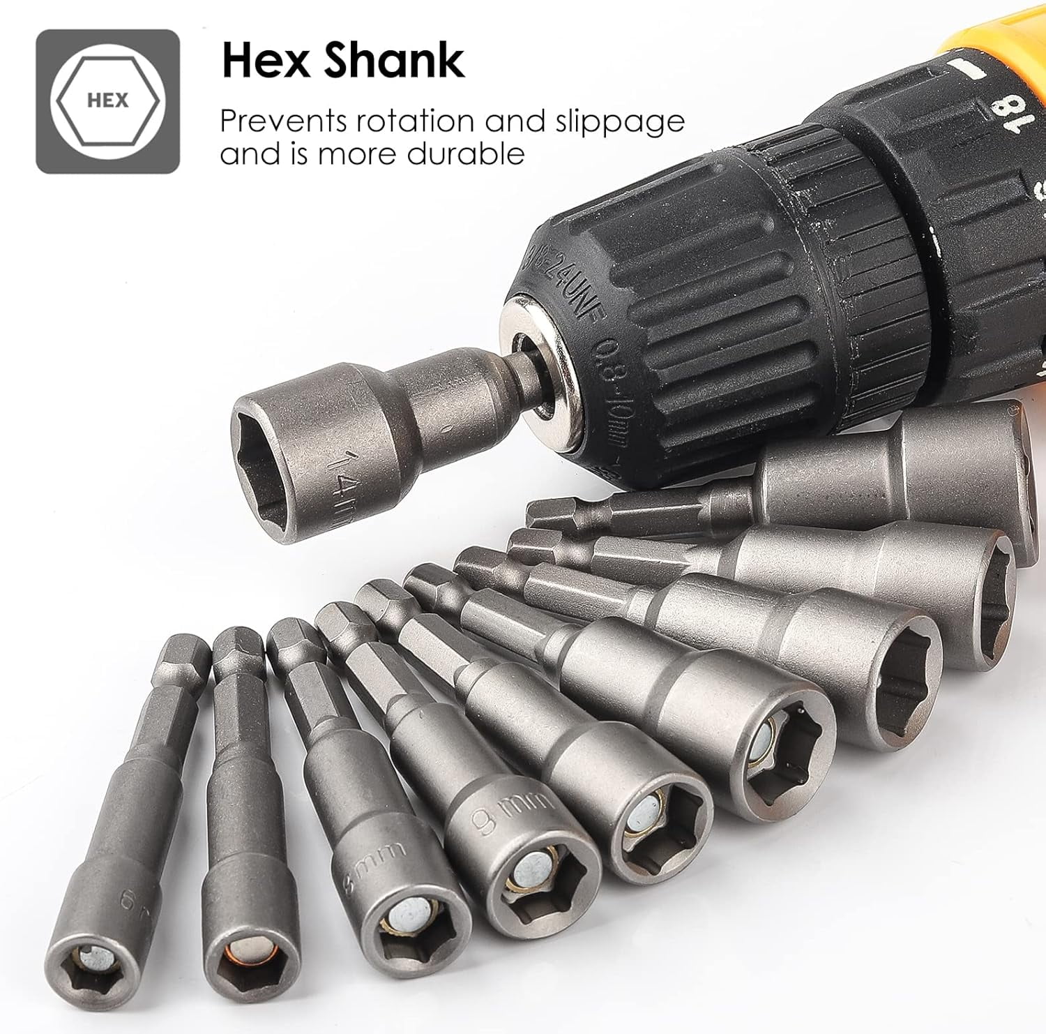 YJYCSAH-Magnetic Nut Driver Set 10Pcs(Metric), 1/4" Quick-Change Hex ...