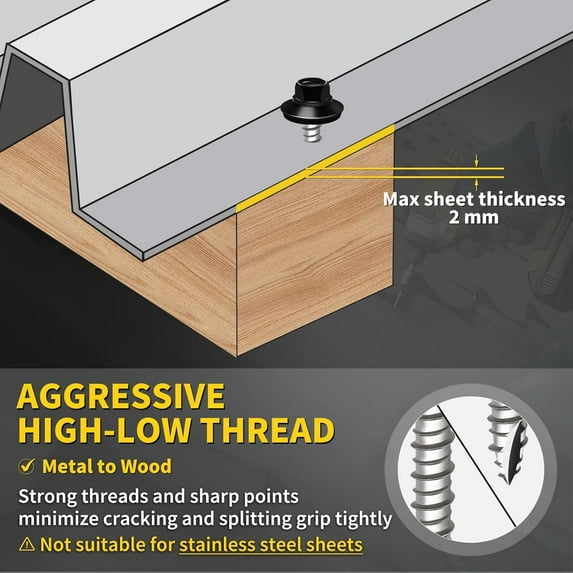YJYCSAH-Metal Roofing Screws #10 × 1", 300 PCS, Baking Paint Hex Head ...