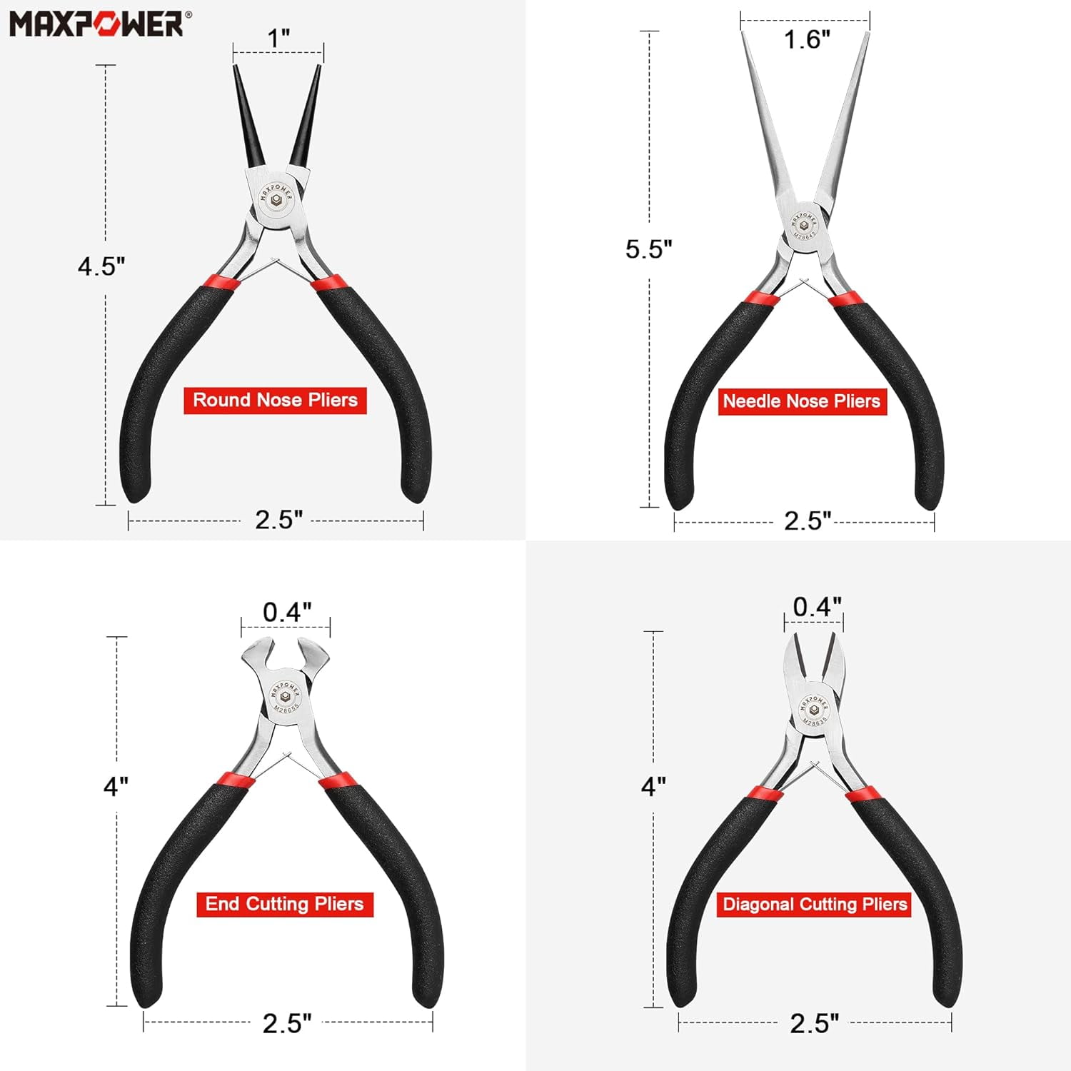 YJYCSAH-Mini Jewelry Pliers Set - 8pc, Diagonal, End Cut, Bent ...
