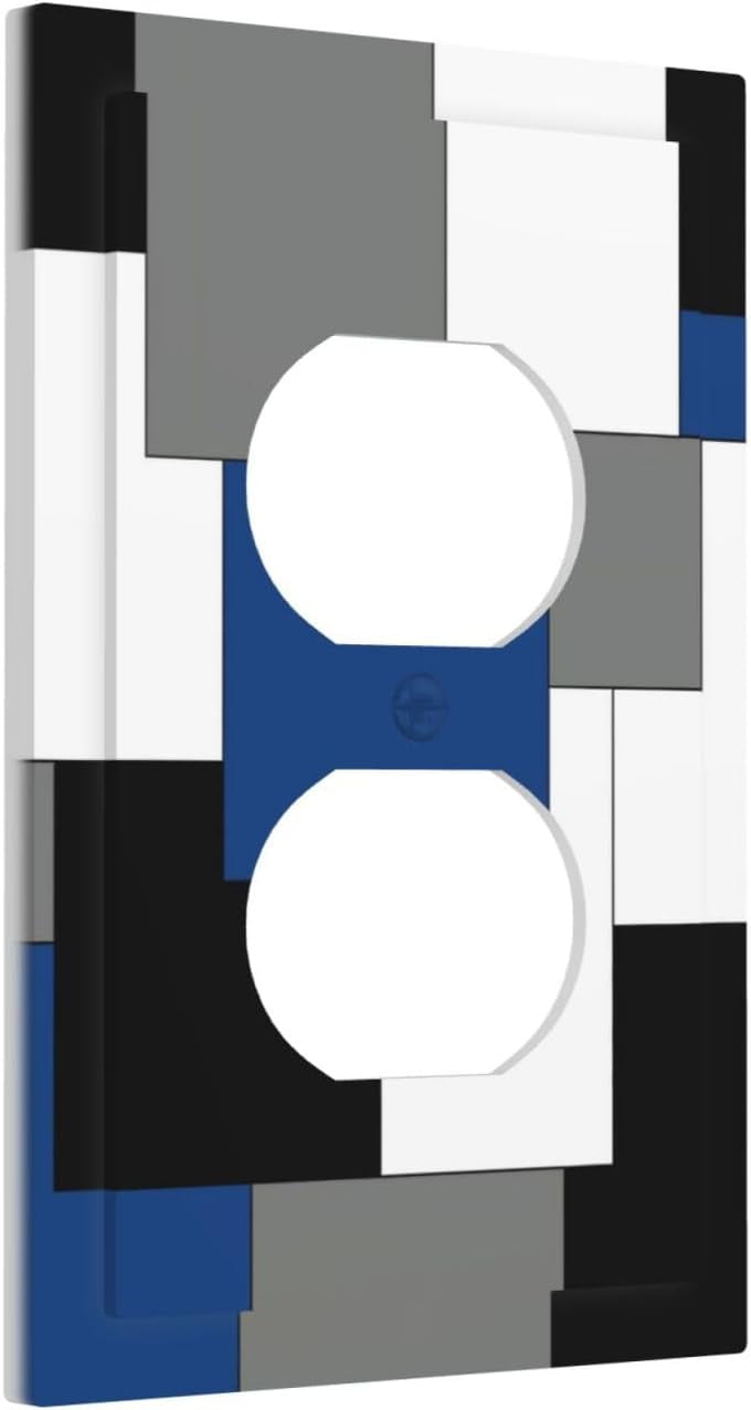 YJYCSAH-Modern Navy Blue Abstract Geometric 1 Gang Device Electrical ...