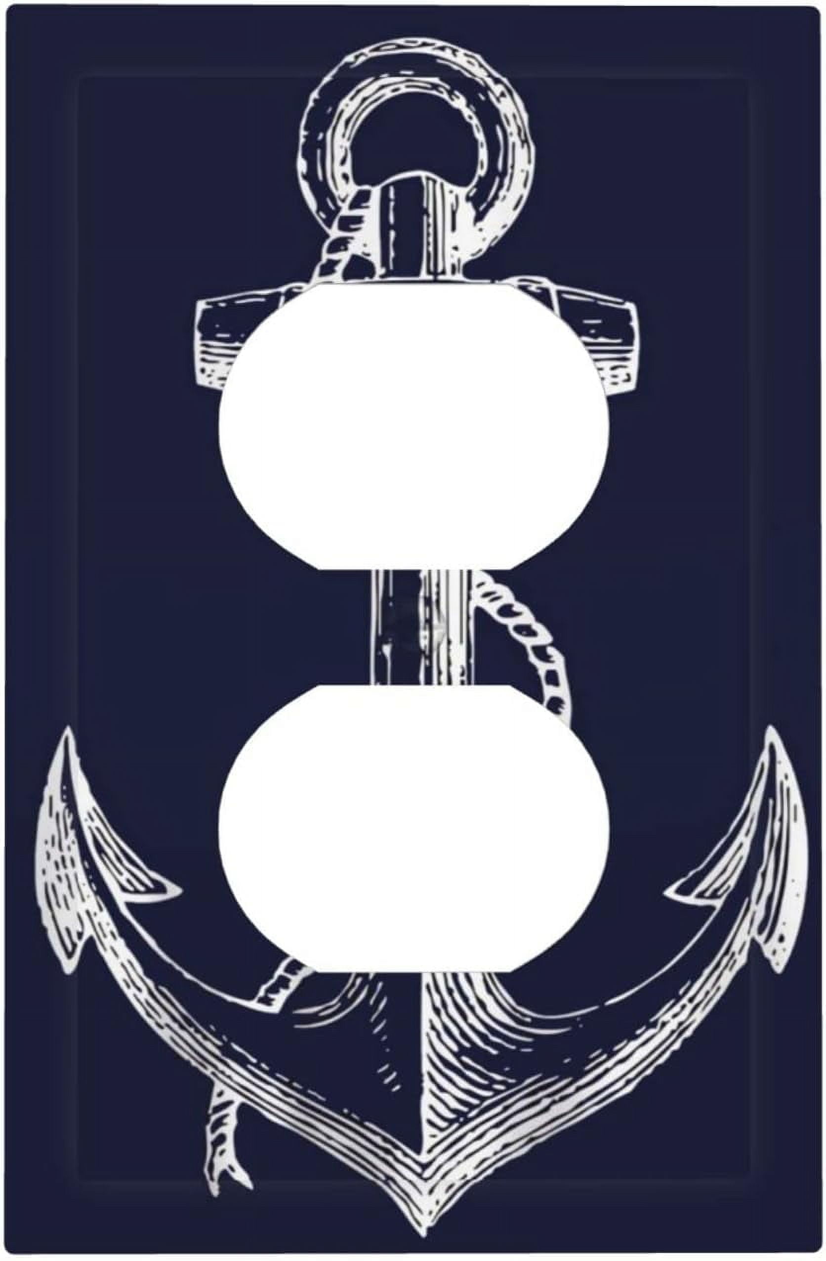 YJYCSAH-Navy Blue Nautical Anchor 1 Gang Outlet Plate Covers Decorative ...