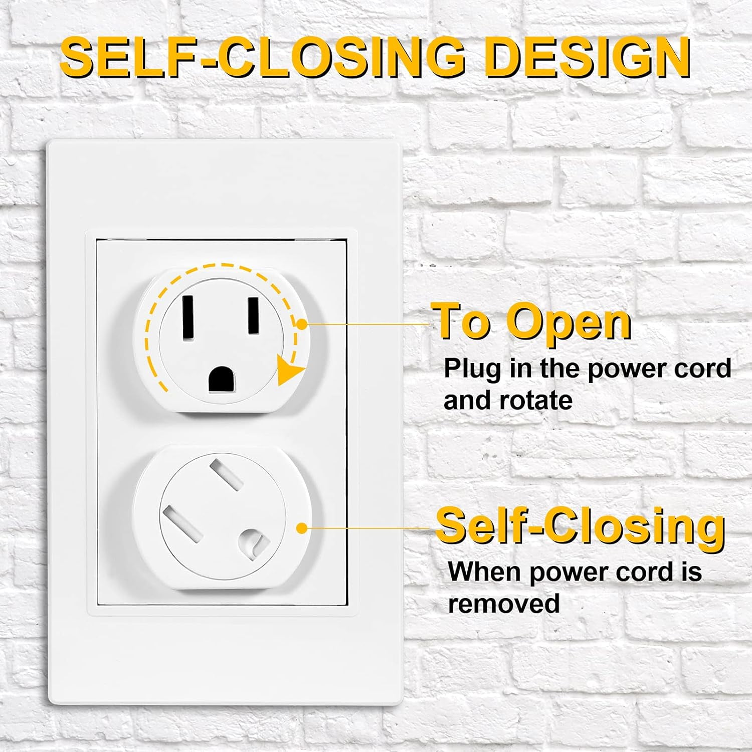 YJYCSAH-Outlet Covers (45 Pack) Self-Closing Outlet Plug Covers 3-Prong ...