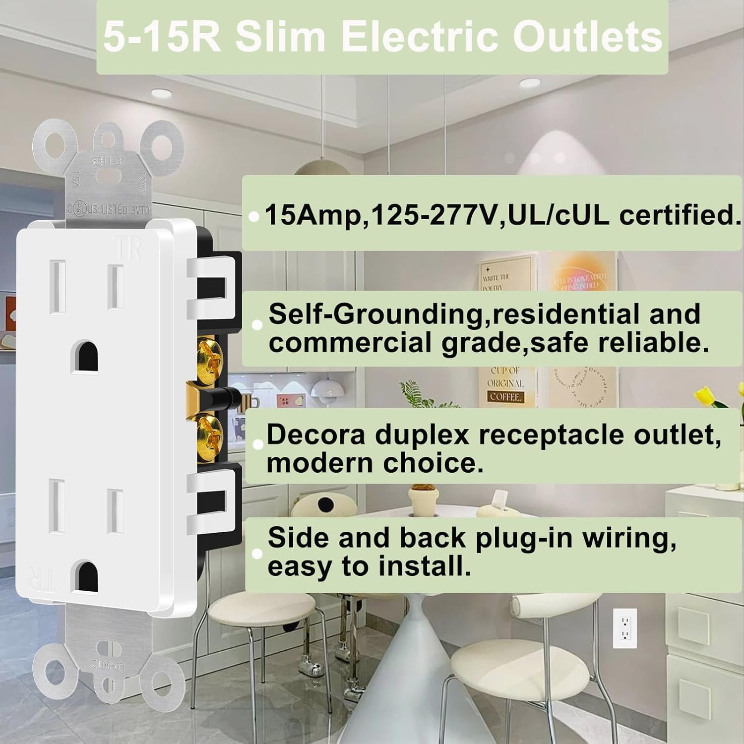 YJYCSAH-Outlet Plug,Greencycle 110V Plug Replacement,2PK 15Amp Decora ...