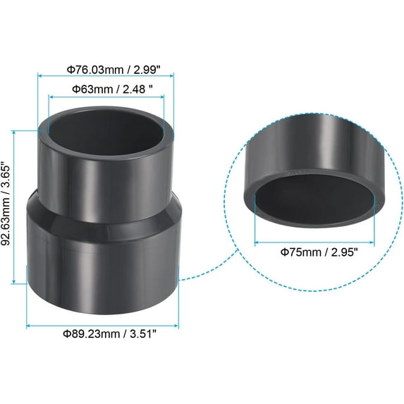 YJYCSAH-PVC Reducer Pipe Fitting 3x2.5 Inch Socket, Straight Coupling ...
