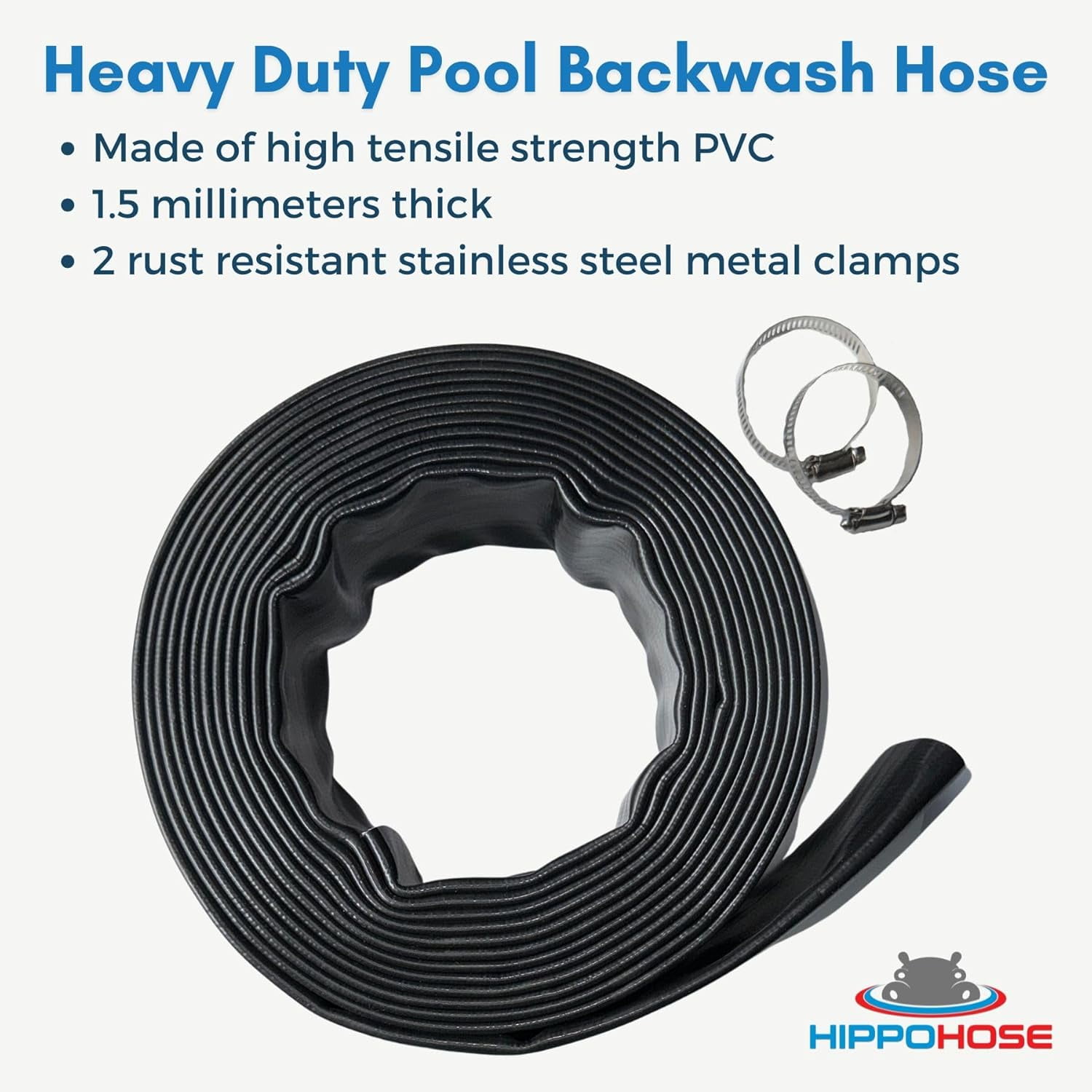 YJYCSAH-Pool Backwash Hose (2" Diameter) - 25 Foot Reel - (1.5mm Thick ...