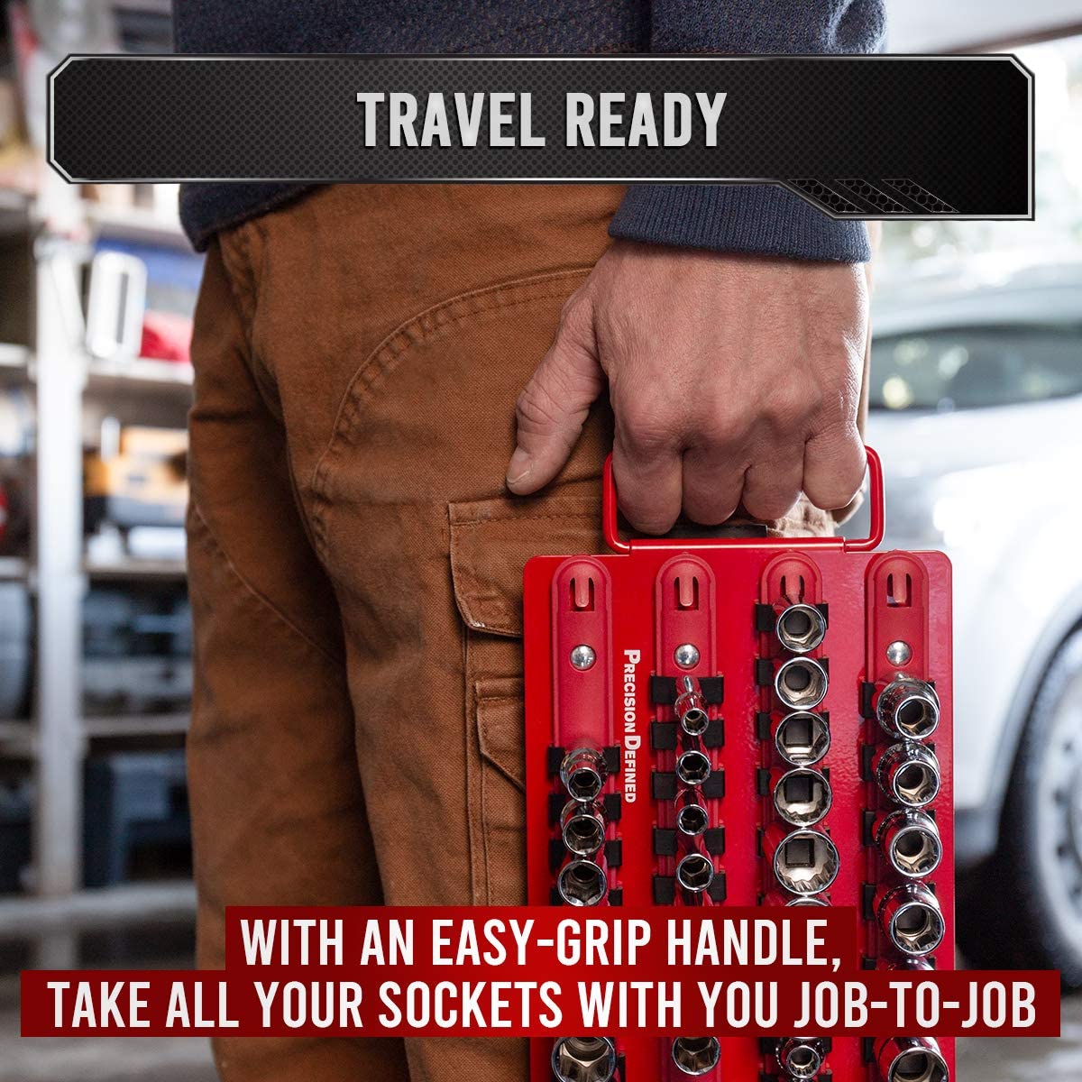 YJYCSAH-Portable Tool Socket Organizer Tray, 80 Sockets, 1/4-Inch to 1/ ...