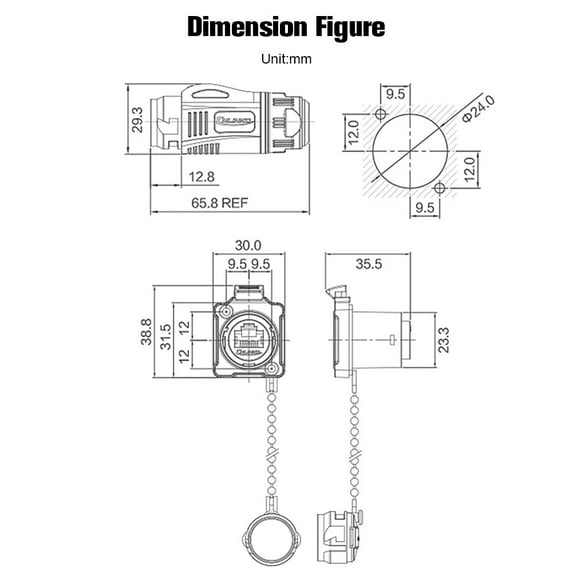 YJYCSAH-RJ45 IP67 Waterproof Connector, Cat6 Industrial Ethernet ...