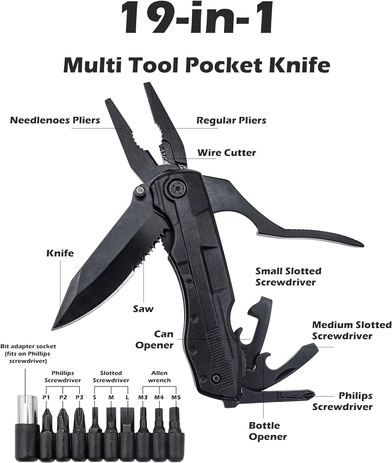 YJYCSAH-RUSH DEER Multi-Tool 19-in-1 Essential Survival Tools and ...