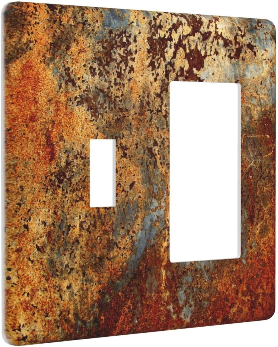 YJYCSAH-Rust Old Rusty Copper Rustic 2 Gang Single Toggle/Rocker ...