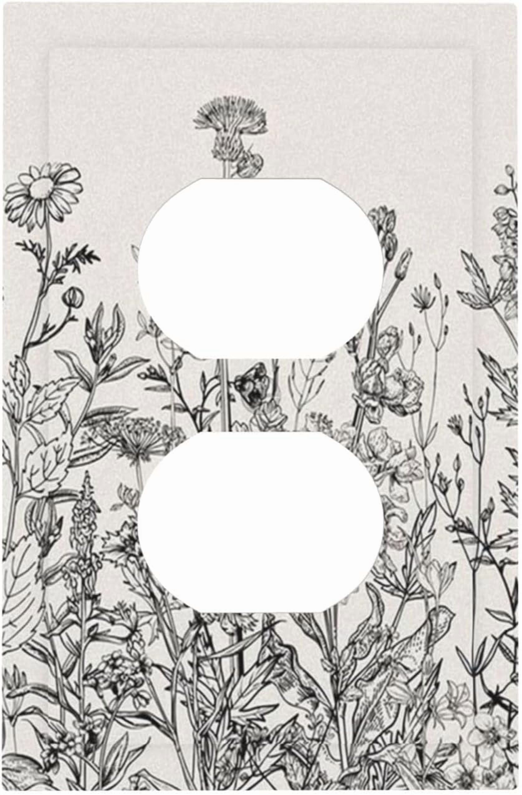YJYCSAH-Rustic Beige Floral Wild Flowers Blossom 1 Gang Receptacle ...