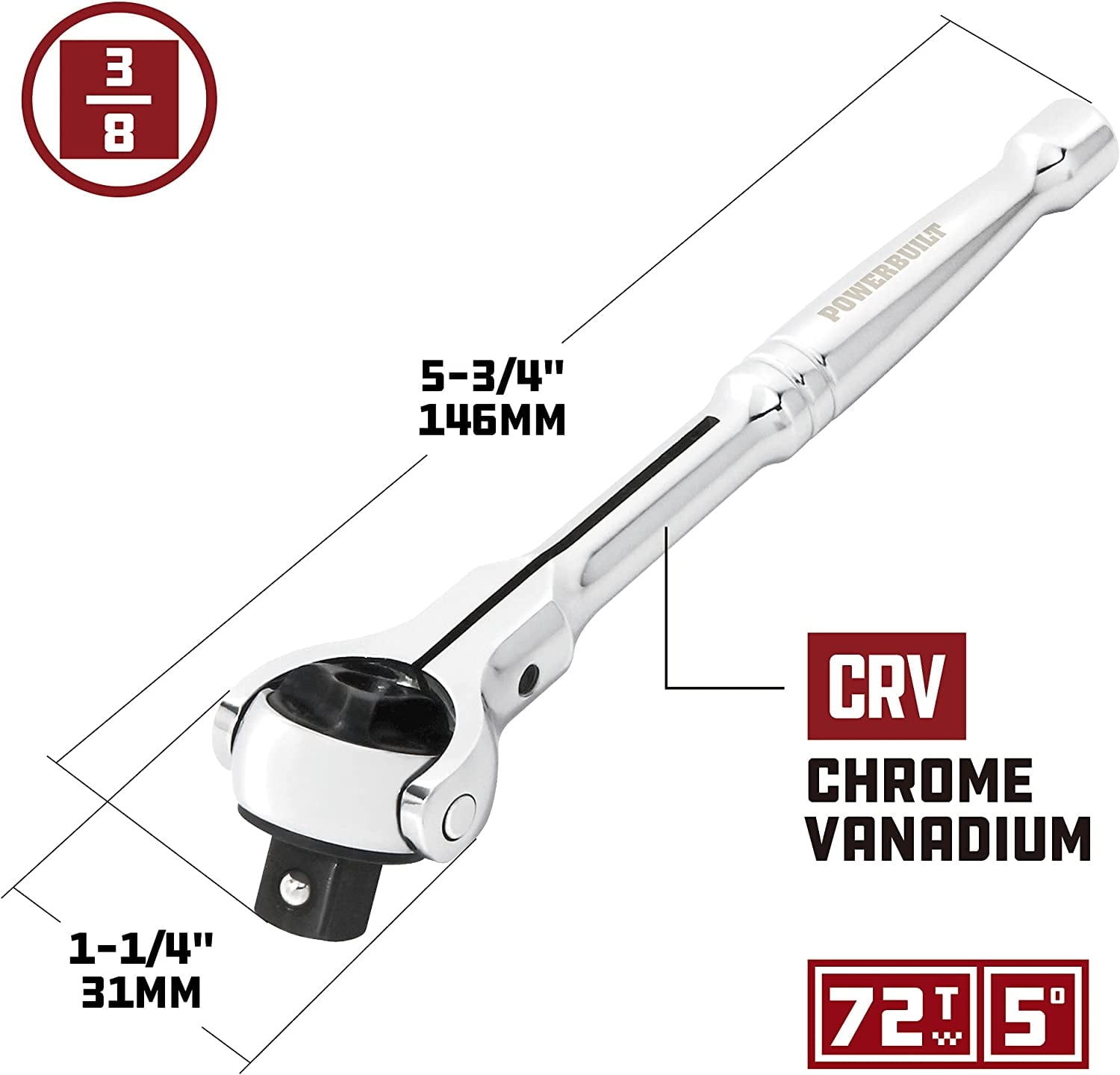 YJYCSAH-Swivel Head Ratchet, 3/8 Inch Drive Hand Tools, Rotating, 72 ...