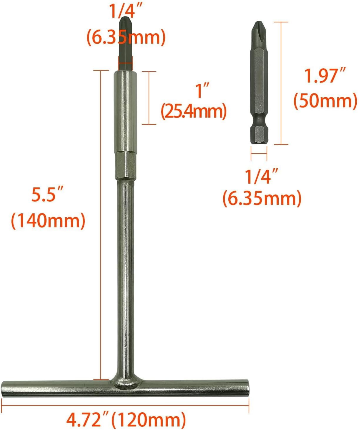 YJYCSAH-T-Handle Wrench & JIS Screwdriver Set - Includes 6 JIS Bits (#1 ...
