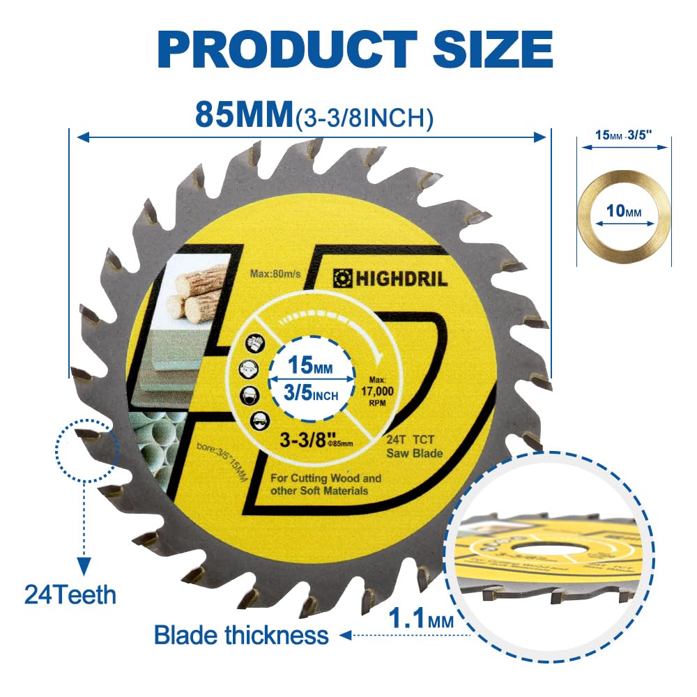 YJYCSAH-TCT Wood Cutting Blade - 2Pcs 3-3/8inch/85mm Carbide Cutting ...