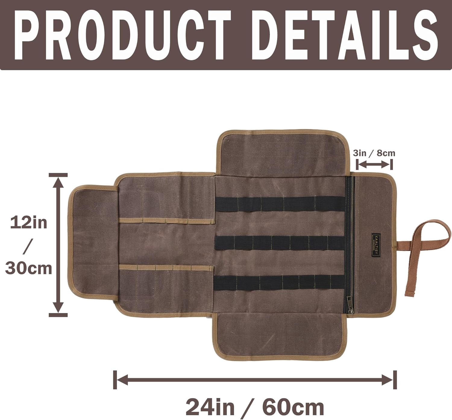 YJYCSAH-Tool Roll Pouch, Heavy Duty 16OZ Waxed Canvas Tool Bag Roll ...