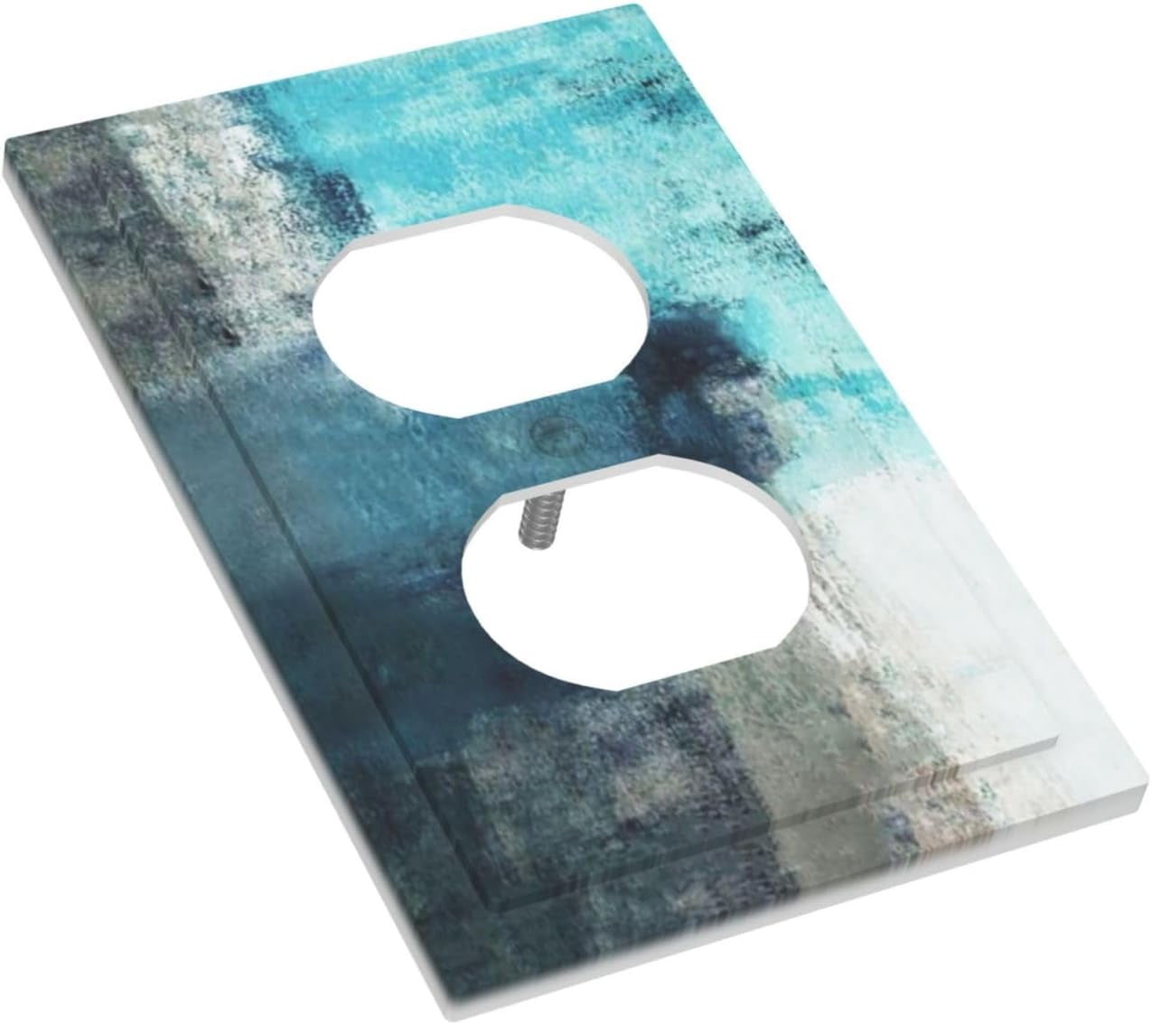 YJYCSAH-Turquoise/Blue Grey Abstract Art 1 Gang Receptacle Outlet Cover ...