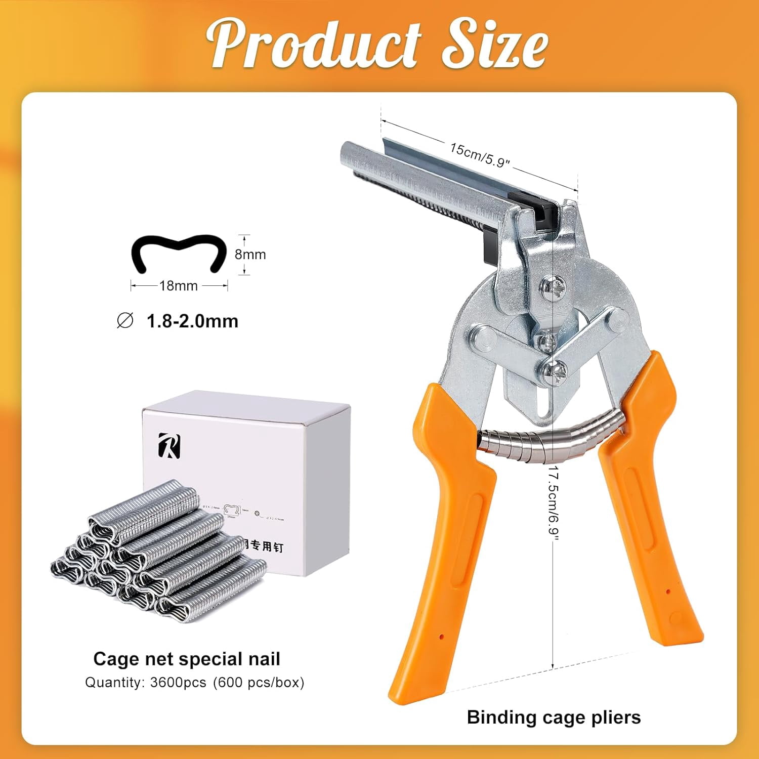 YJYCSAH-Type M Nail Ring Pliers With 3600pcs M Clips, Hog Ring Pliers ...