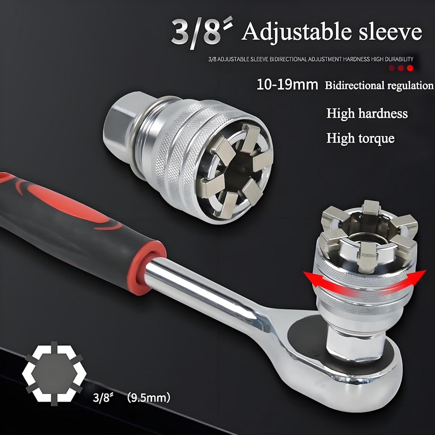 YJYCSAH-Upgraded Adjustable Universal Socket Wrench, Manual Socket ...