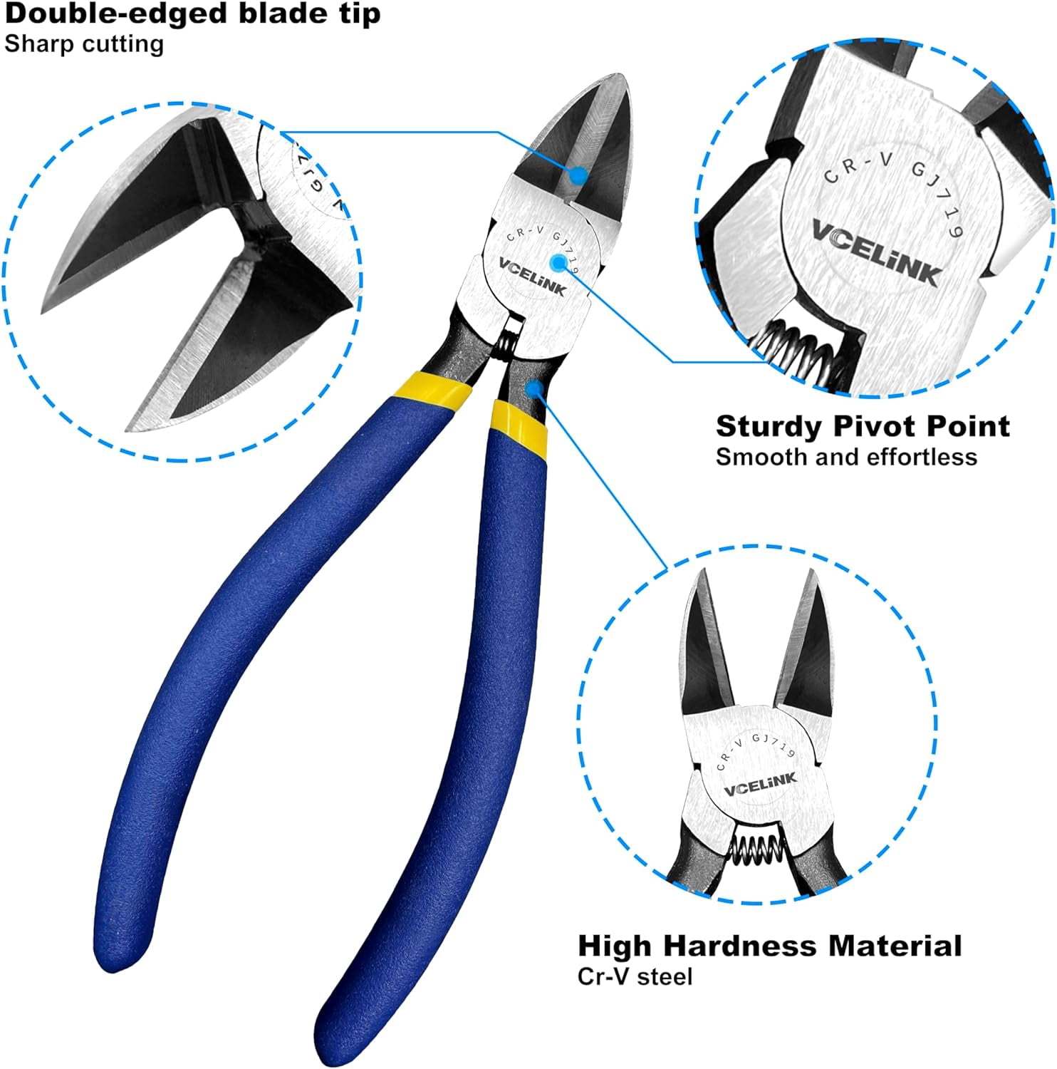 YJYCSAH-Wire Cutters, 6-inch Side Cutter, CR-V Small Flush Cutter, 5 ...