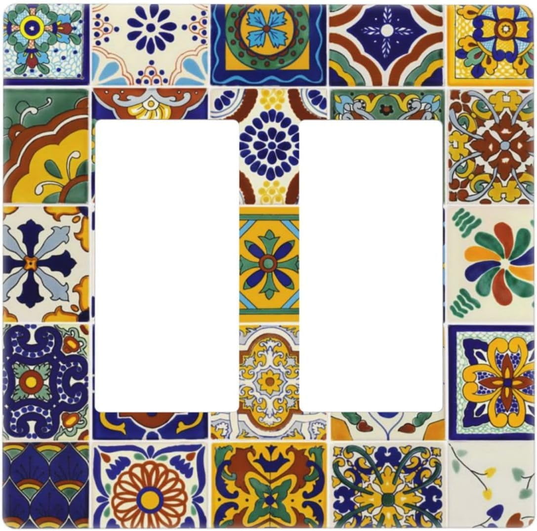 YJYCSAH-Yellow Mexican Moroccan Sun Tile 2 Gang Double GFCI Decorator ...
