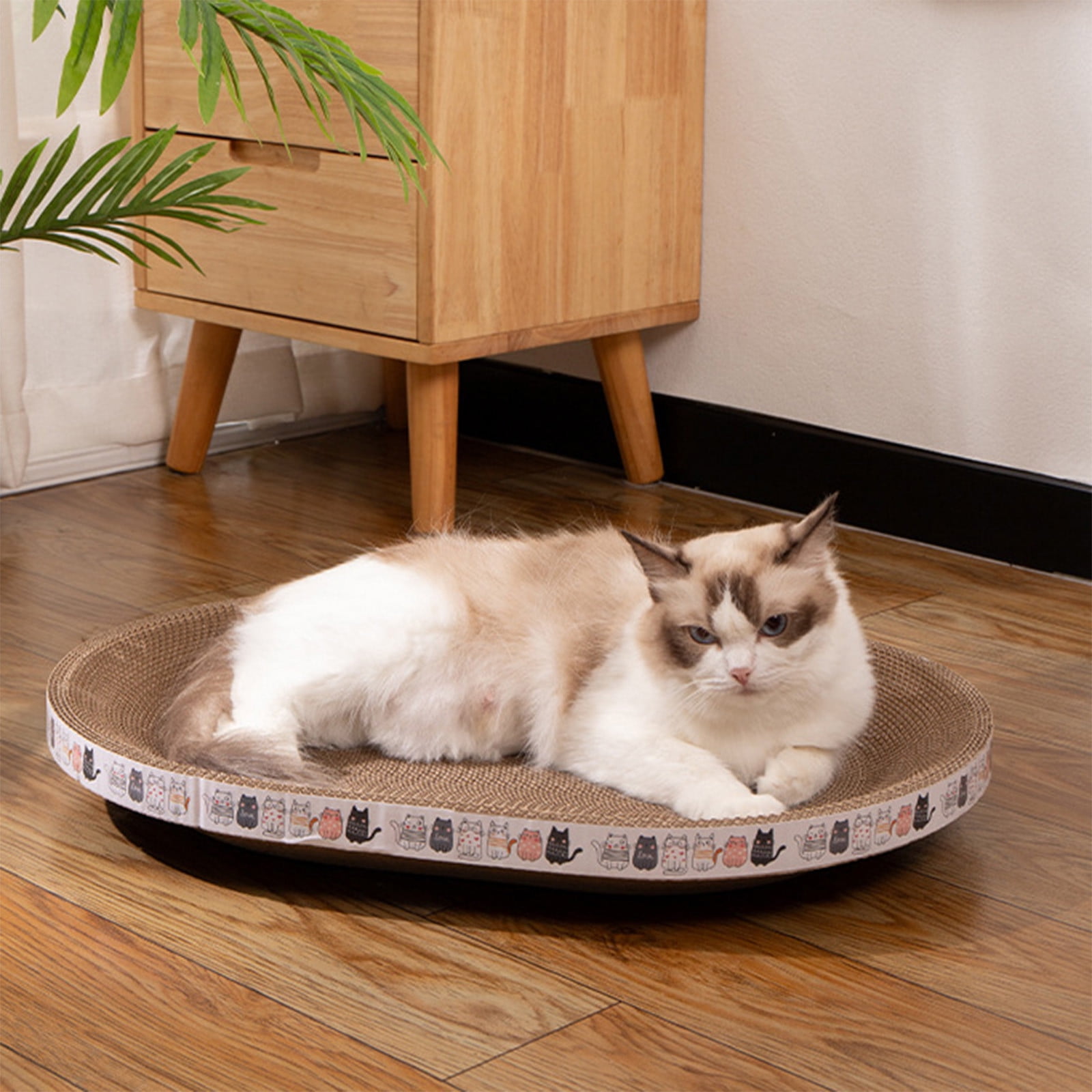 YJYGSQ Cat Scratching Bed - 18.5x12.6 Inch Oval Corrugated Cardboard ...