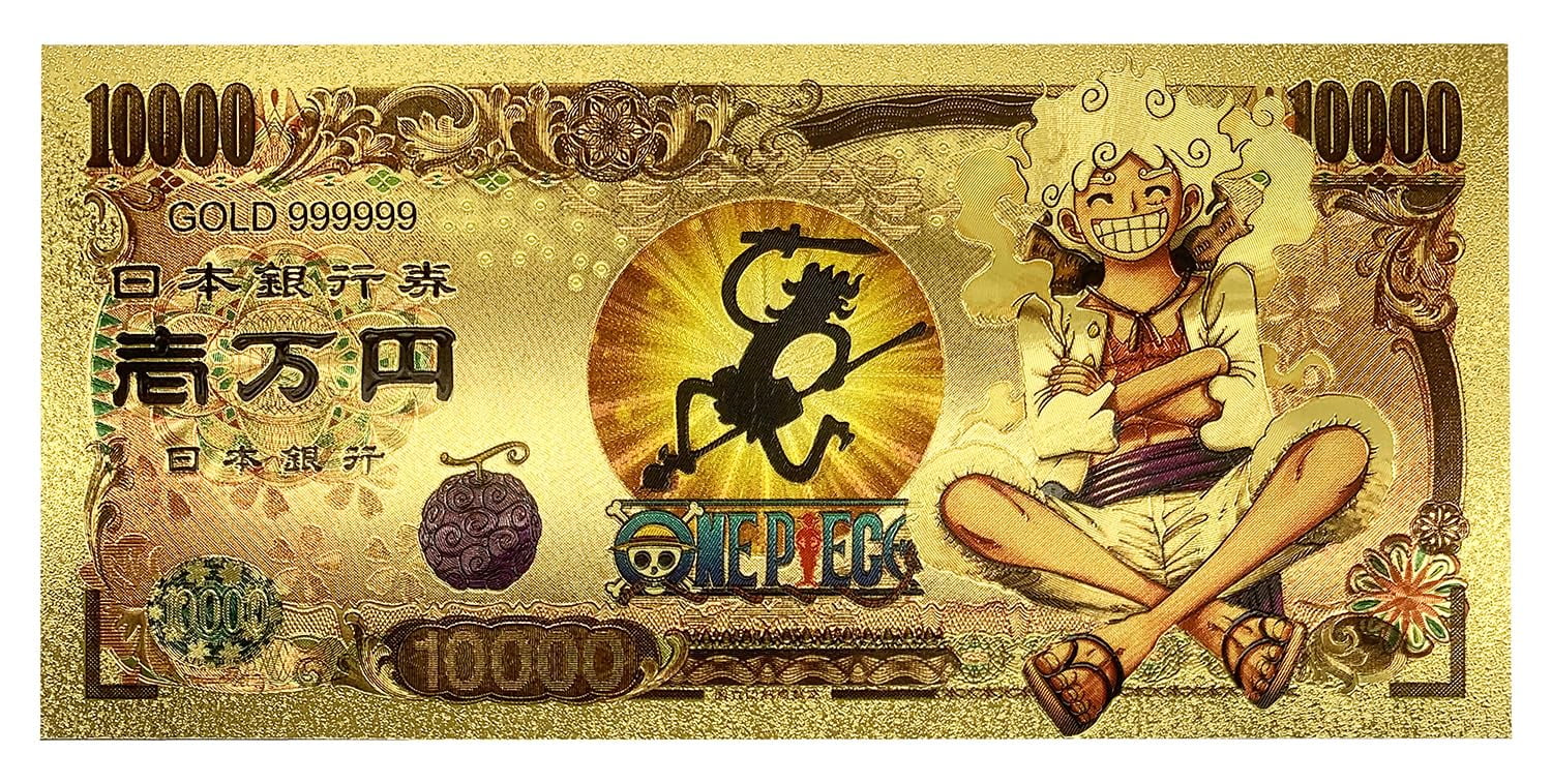 YJacuing Anime One Piece Gold Coated Banknote, Limited Edition ...