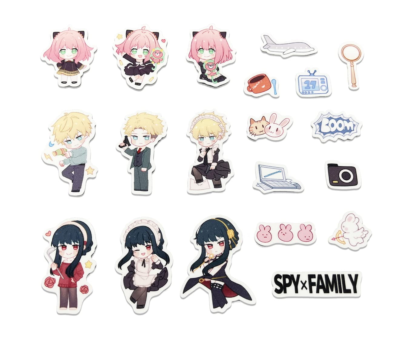 YJacuing Anime Spy x Family Cute Chibi Reusable Vinyl Stickers (20 PCS ...