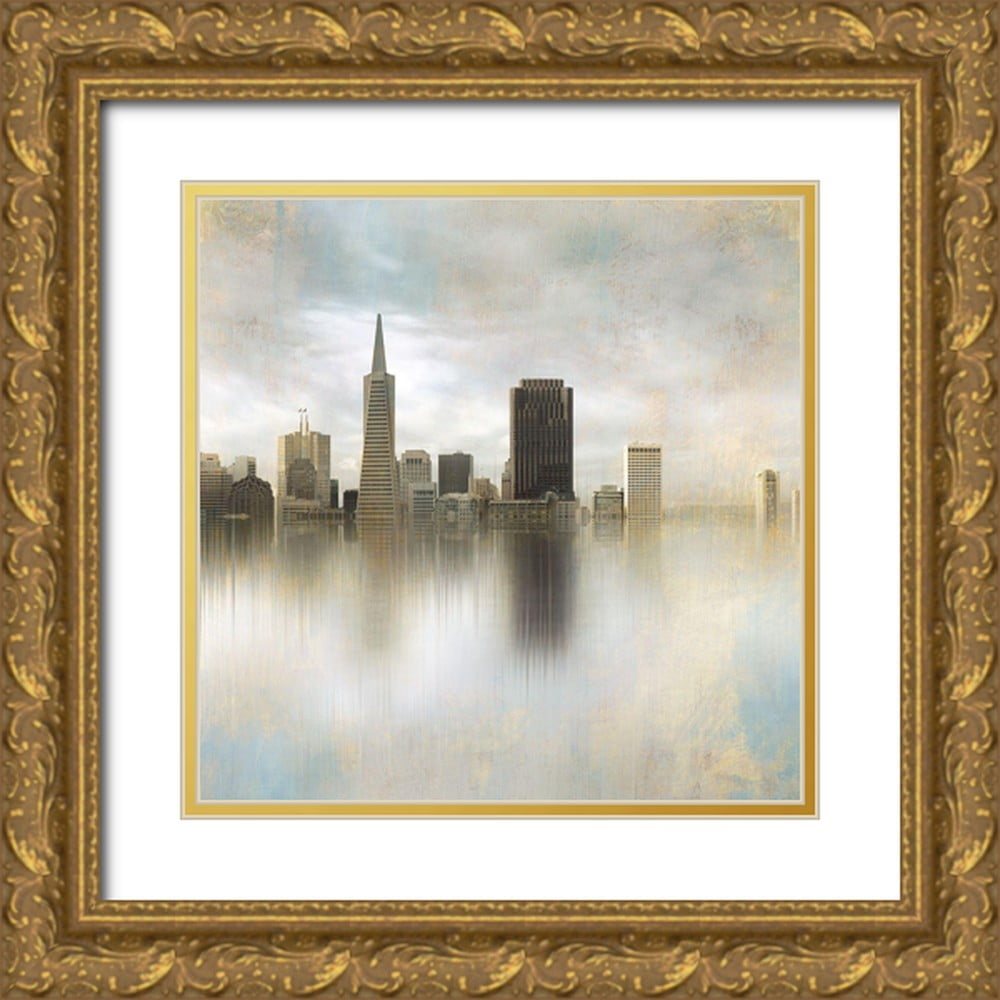 YK Studios 12x12 Gold Ornate Wood Framed with Double Matting Museum Art Print Titled - Skyline ...
