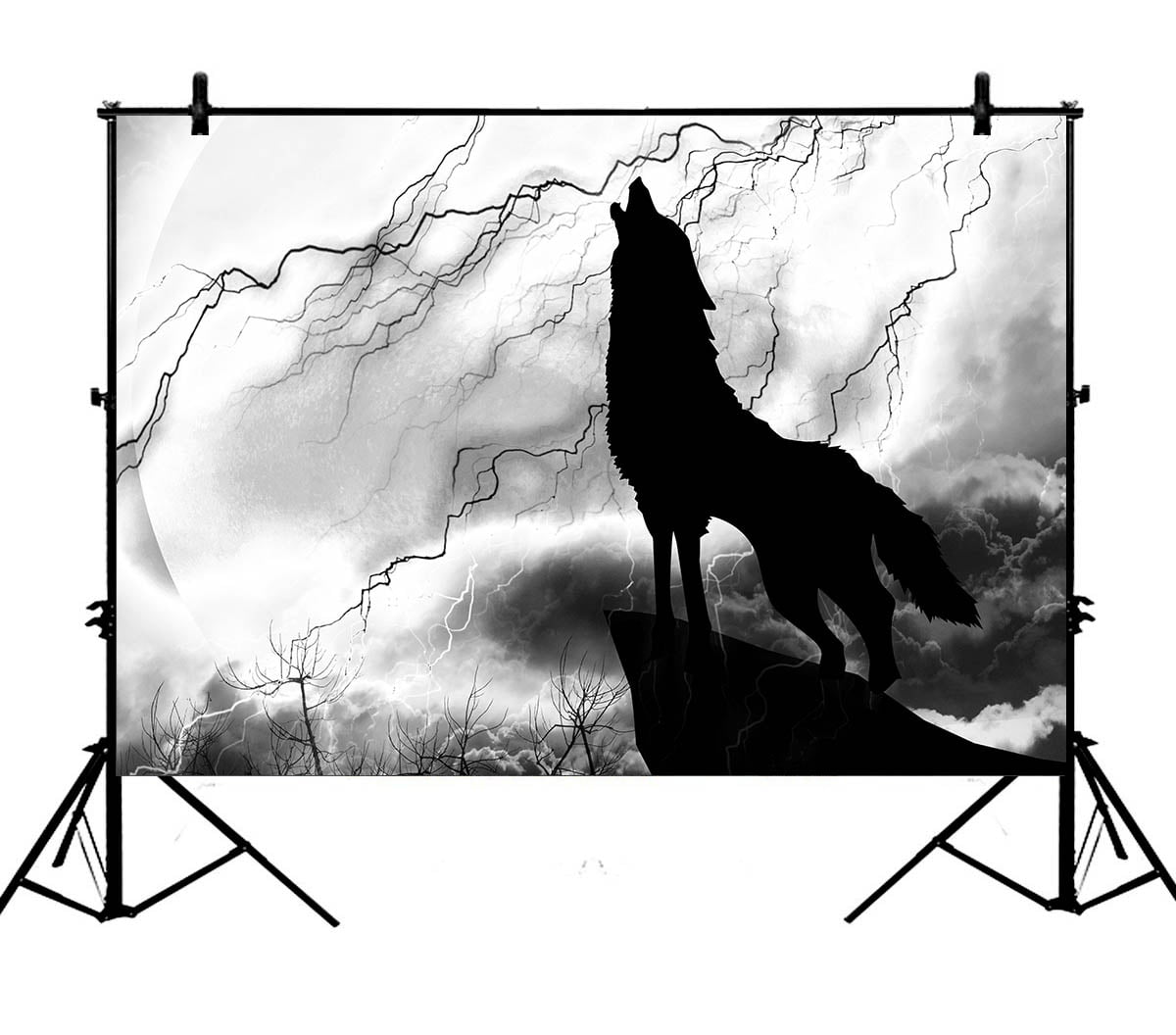 YKCG 7x5ft Black and White Gray Wildlife Animal Howling Wolf ...